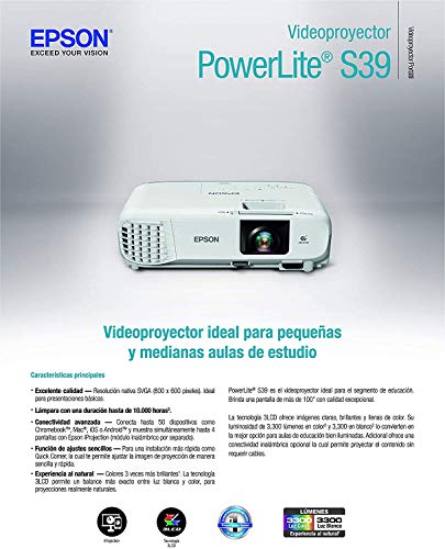 Epson V11H854020 Powerlite S39 SVGA 3LCD Projector