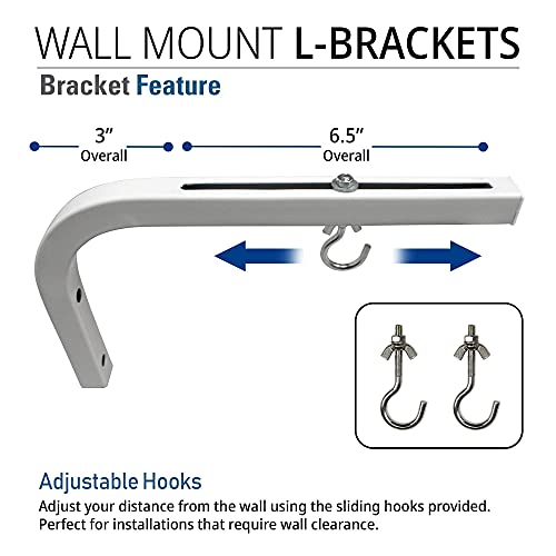 Akia Screens 100 inch Projector Screen Pull Down Manual B 16:9 8K 4K HD 3D Ceiling Wall Mount White Portable Projection Screen Retractable Auto Locking AK-M100H1 with 10 inch L-Bracket White AK-ZLB10W