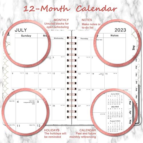 Planner 2023-2024 - Weekly Monthly Planner 2023-2024, JULY 2023 - DECEMBER 2024, Calendar Planner 2023-2024, 8.43" x 6.3", 2023-2024 Planner with Flexible Spiral Hardcover, Coated Tabs, Inner Pocket