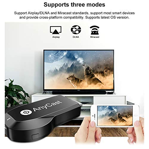 4K/1080P Anycast M100 Wireless Display Adapter, SmartSee WiFi Display Dongle HDMI Screen Mirroring Dual Core H.265/HEVC Decoder HD TV Stick Without Switching Miracast Airplay DLNA Support 4K 1080P