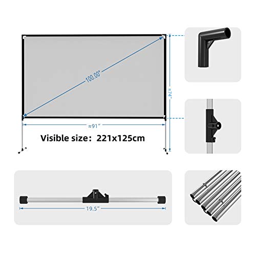 n/a Outdoor Projector Screen with Stand 100 Inch 16:9 8K 4K HD 3D Fast Folding Portable Indoor Projection Screen