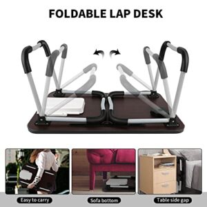 Lap Desk Foldable Bed Table Portable Multi-Function Laptop Bed Desk with Storage Drawer and Cup Holder, Notebook Stand Breakfast Bed Tray for Sofa, Bed, Terrace, Balcony, Garden