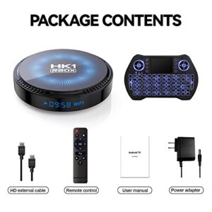 Android TV Box 11.0 4GB RAM 64GB ROM Set Top Box Smart TV Box Amlogic S905W2 1080P Ultra HD 4K HDR AV1 WiFi 2.4G 5.8GHz BT 4.1 USB 2.0 Android TV Box with Mini Wireless Backlit Keyboard