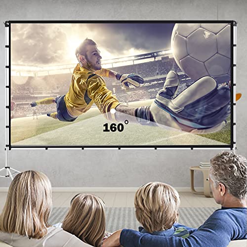 120 inch Projector Screen with Stand,Foldable Portable Projection Screen 16:9 4K HD Only Front Projections for Home Theater Backyard Cinema Office Meeting