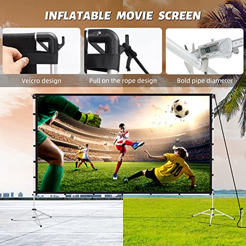 120 inch Projector Screen with Stand,Foldable Portable Projection Screen 16:9 4K HD Only Front Projections for Home Theater Backyard Cinema Office Meeting