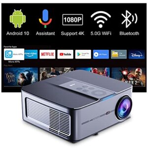 smart projector 5g wifi bluetooth, artlii play3 outdoor movie projector 4k supported, android tv 10, google voice assistant, full hd native 1080p projector with built-in netflix, youtube, prime video