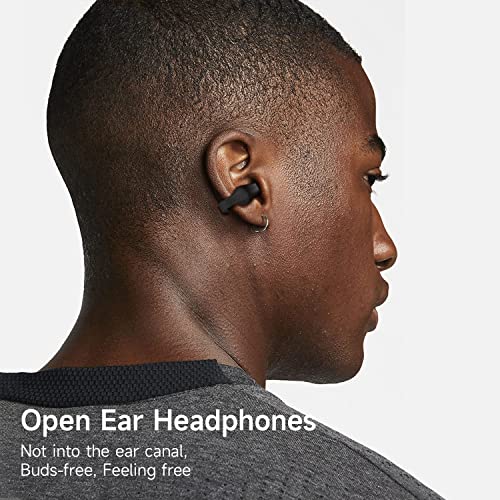 GANUO Open Ear Headphones,Wireless Bluetooth Earbuds,Sport Earbuds,Bluetooth 5.2 Clip-on Earphones,32 Hours Playtime with Case, Workout Headphones(Obsidian Black, LED Display)