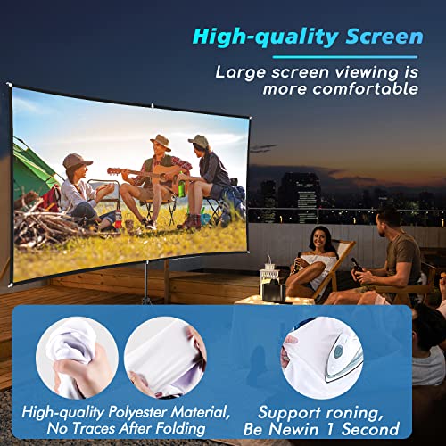 New Upgrade Projector Screen with Stand and Wall Stand, OWLENZ Polyester 100 inch 16:9 4K HD Portable Anti Crease Projection Screen for Home Theater Cinema Indoor Outdoor Movie Video Film Screen