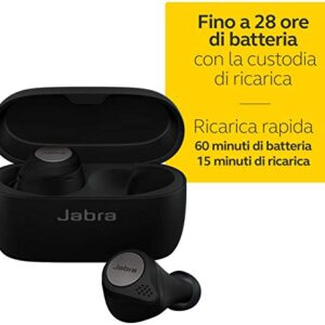 Jabra Elite Active 75t True Wireless Bluetooth Earbuds, Titanium Black – Wireless Earbuds for Running and Sport, Charging Case Included, 24 Hour Battery, Active Noise Cancelling Sport Earbuds