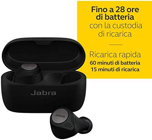 Jabra Elite Active 75t True Wireless Bluetooth Earbuds, Titanium Black – Wireless Earbuds for Running and Sport, Charging Case Included, 24 Hour Battery, Active Noise Cancelling Sport Earbuds