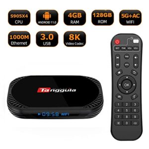 X-verse Tanggula X5 TV Box, 2023 New Android TV Box, 4GB+128GB Android 11.0 Streaming Device with Latest Dual Band WiFi 2.4GHz/5GHz Free Voice Remote Mini Keyboard