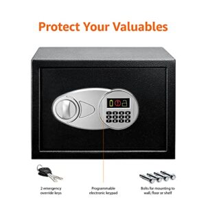 Amazon Basics Steel Security Safe and Lock Box with Electronic Keypad - Secure Cash, Jewelry, ID Documents - 0.5 Cubic Feet, 13.8 x 9.8 x 9.8 Inches