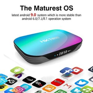 Sofobod HK1 Box Smart TV Box Android 9.0, 4GB RAM 32GB ROM, S905X3 Quad Core 64bit Cortex-A55, GPU G31 MP2, 2.4G/5G Dual WiFi BT4.0 H.265 Decoding LAN 1000 RJ-45, HD 8K：HK1BOX 4+32