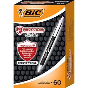 BIC PrevaGuard Clic Stic Ballpoint Pen, Black, 60-Count