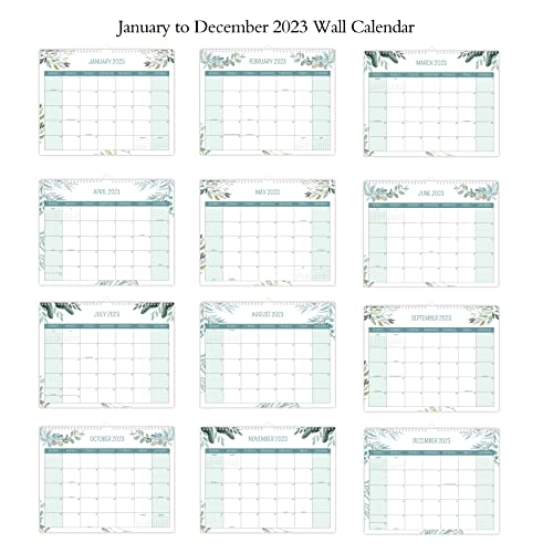 Calendar 2023 - 12 Month Wall Calendar From January 2023 to December 2023.15" X 11.8" Large Twin-Wire Binding Monthly Weekly Planner Academic Calendar