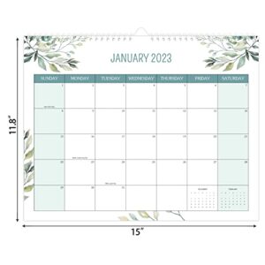 Calendar 2023 - 12 Month Wall Calendar From January 2023 to December 2023.15" X 11.8" Large Twin-Wire Binding Monthly Weekly Planner Academic Calendar