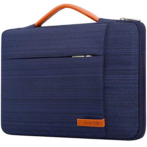 Lacdo 360° Protective 14 Inch Laptop Sleeve Case for HP Lenovo Dell ASUS Acer Chromebook 14 / HP Stream 14 / Dell Inspiron 14 / Lenovo IdeaPad 14 / Acer Spin 3 / ASUS ZenBook 14 Computer Bag, Blue