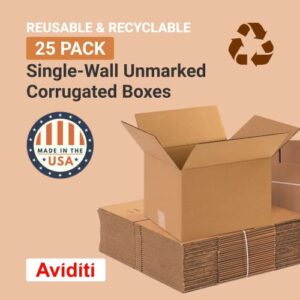 AVIDITI Moving Boxes Medium 12"L x 10"W x 8"H, 25-Pack | Corrugated Cardboard Box for Packing, Shipping and Storage 12108