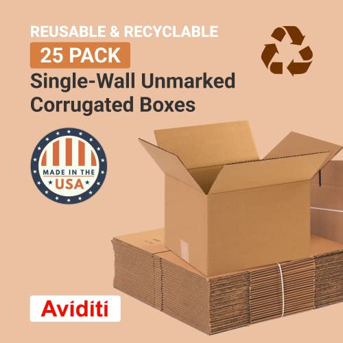 AVIDITI Moving Boxes Medium 12"L x 10"W x 8"H, 25-Pack | Corrugated Cardboard Box for Packing, Shipping and Storage 12108