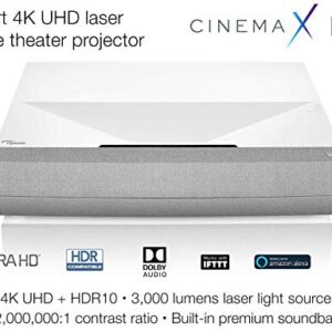 Optoma CinemaX P2 Smart 4K UHD Laser Projector for Home Theater 3000 Lumens Superior Image with Laser & 6-Segment Color Wheel (Renewed)