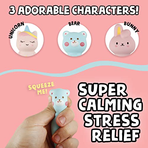 BUNMO Kawaii Pens Squishies 3pk | Hours of Creative Fun | Cute Squishy Pens | Great for Stress Relief | Tween Girls Toys | Fun Kids Stationary