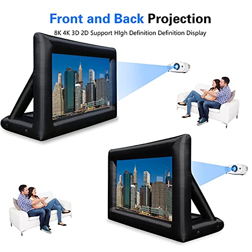 GZKYYLEGS 20 Feet Inflatable Outdoor and Indoor Theater Projector Screen - Includes Air Blower, Tie-Downs and Storage Bag - Portable, Supports Front and Rear Projection