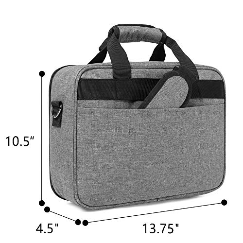 Luxja Projector Case, Projector Bag with Accessories Storage Pockets (Compatible with Most Major Projectors), Medium(13.75 x 10.5 x 4.5 Inches), Gray