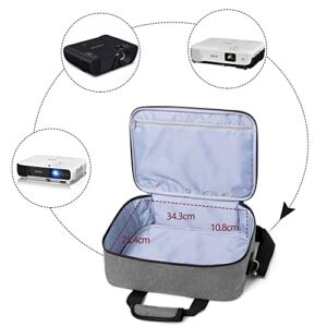 Luxja Projector Case, Projector Bag with Accessories Storage Pockets (Compatible with Most Major Projectors), Medium(13.75 x 10.5 x 4.5 Inches), Gray