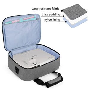 Luxja Projector Case, Projector Bag with Accessories Storage Pockets (Compatible with Most Major Projectors), Medium(13.75 x 10.5 x 4.5 Inches), Gray