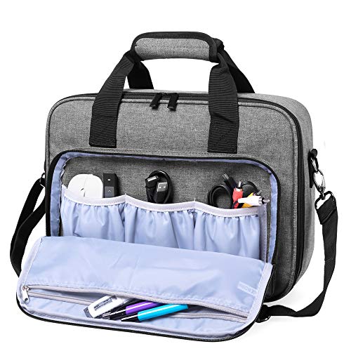 Luxja Projector Case, Projector Bag with Accessories Storage Pockets (Compatible with Most Major Projectors), Medium(13.75 x 10.5 x 4.5 Inches), Gray