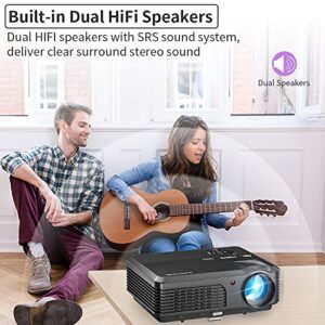 Full HD 1080P Projector 7500LM, Indoor Outdoor Movie Projector with 50,000 Hours LED Lamp Life, 200" Home Theater Projector Video Gaming for iOS Android Smart Phone/PC/Laptop/DVD/TV Stick/HDMI/USB/VGA