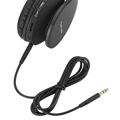 PowerLocus Wireless Bluetooth Over-Ear Stereo Foldable Headphones, Wired Headsets Rechargeable with Built-in Microphone for iPhone, Samsung, LG, iPad (Black)