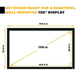 KODAK Projector Screen | 120” Fixed Frame Home Projection Screen with Black Velvet Frame, Durable PVC & Wall Mount Kit | 160° View Angle, 16:9, 1.1, Full HD 4K 8K & Active 3D Ready for Movies & Gaming