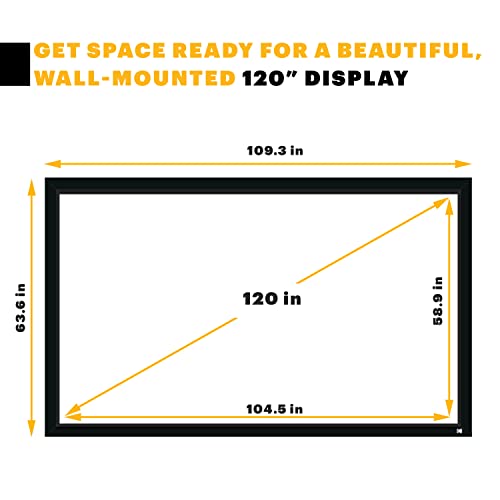 KODAK Projector Screen | 120” Fixed Frame Home Projection Screen with Black Velvet Frame, Durable PVC & Wall Mount Kit | 160° View Angle, 16:9, 1.1, Full HD 4K 8K & Active 3D Ready for Movies & Gaming