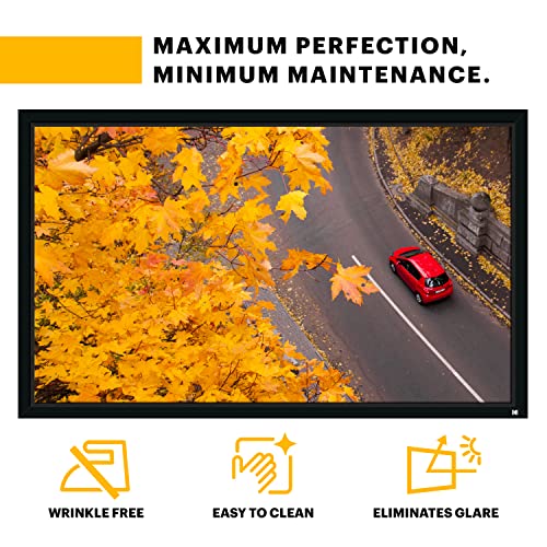 KODAK Projector Screen | 120” Fixed Frame Home Projection Screen with Black Velvet Frame, Durable PVC & Wall Mount Kit | 160° View Angle, 16:9, 1.1, Full HD 4K 8K & Active 3D Ready for Movies & Gaming