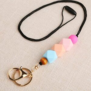 3PCS Teacher Breakaway Lanyards for Id Badges and Keys, Beaded Cute Badge Lanyards for Women Soft Nurse Necklace Boho Lanyards Fashion Silicone Bead Lanyard