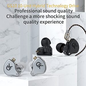 G.K Earbuds Wired Headphone 7BA+1DD Hybrid Driver HiFi Stereo Noise Cancelling IEM Earphone 3.5mm Jack Headphone with Detachable Audio Cable for Musicians DJ Guitarists Sport Gaming (Silver)