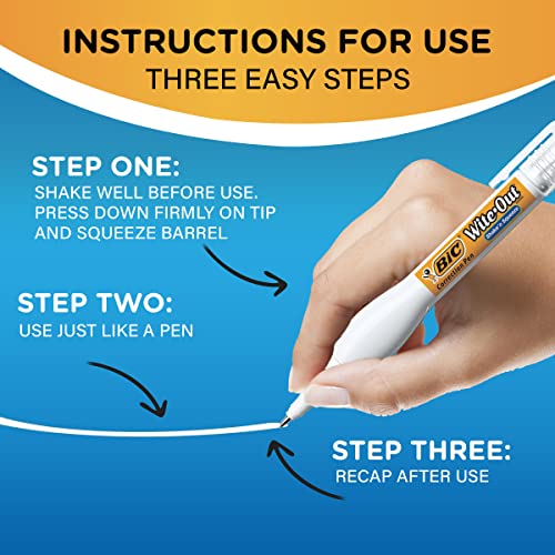 BIC Wite-Out Brand Shake 'n Squeeze Correction Pen, 8 ML Correction Fluid, 1 Count Pack of white Correction Pens, Fast, Clean and Easy to Use Pen Office or School Supplies