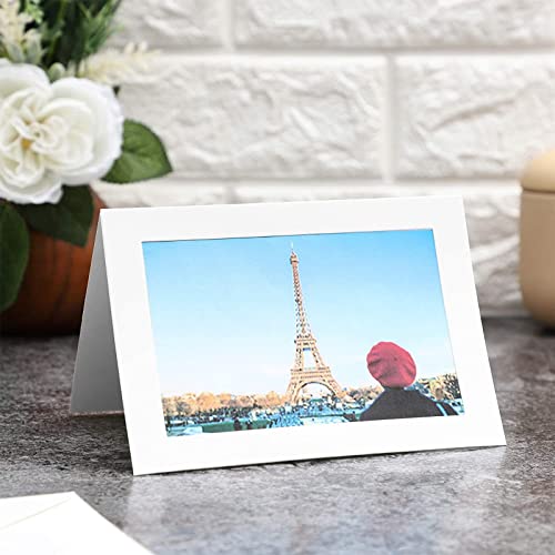 48 Pack Photo Frame Cards with Envelopes, Notecards for 4x6 Picture Insert (White)