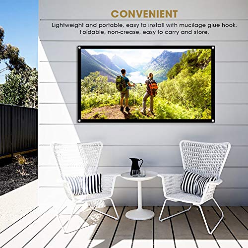 40inch Projection Screen, 16:9 40in Projection Screen Thicken Portable Non Crease Foldable Soft White Polyester Projector Curtain Suitable for Home Theater,Conference,Outdoor Camping Movie