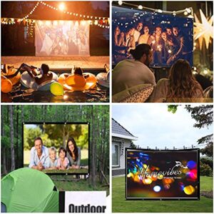 Hzgang 120inch Projector Screen Indoor Outdoor Portable Movie Screens 16:9 HD Projection 4K Home Theater Gaming Office Presentation Education Outdoor Indoor Public Display Screen