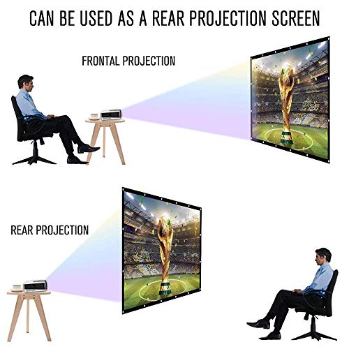 Hzgang 120inch Projector Screen Indoor Outdoor Portable Movie Screens 16:9 HD Projection 4K Home Theater Gaming Office Presentation Education Outdoor Indoor Public Display Screen