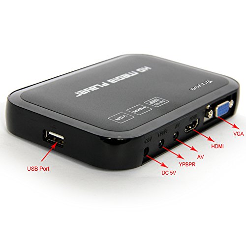 Buyee Portable HD for 1080P Resolution Multi Media Player 3 Outputs Hdmi, Vga, Av, 2 Inputs Sd Card