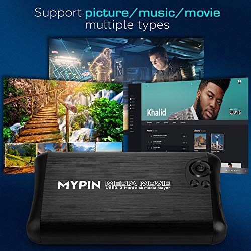 1080P USB3.0 HDMI Media Player Support 2.5" SATA HDD with HDMI/AV/Coaxial Output, Portable MP4 Player for Videos/Music/Photos from USB Drive/SD Card/Internal or External HDD