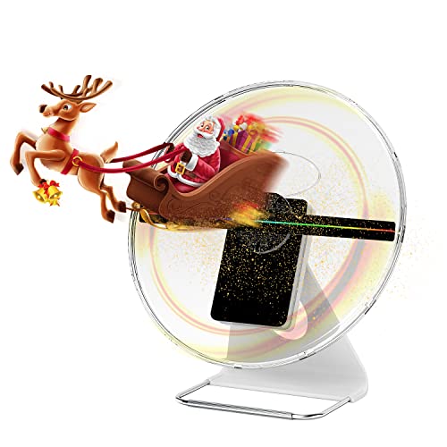 3D Hologram Fan with WiFi, 512PX Hi-Resolution 12" Holographic Video Projector, Graphic 3D Video-3D Advertising Display is Best for Store Shop Holiday Events Display Built-in Rechargeable Battery