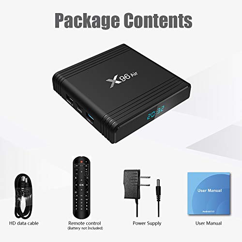 Xilibod Android 9.0 TV Box 4GB RAM/32GB ROM, Amlogic S905X3 64-bit Quad core ARM, G31 MP2 GPU Processor,H.265 Decoding 2.4G/5G Dual-Band WiFi Smart TV Box - Model No.: X96 Air 4GB 32GB