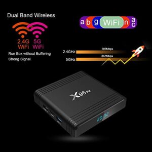 Xilibod Android 9.0 TV Box 4GB RAM/32GB ROM, Amlogic S905X3 64-bit Quad core ARM, G31 MP2 GPU Processor,H.265 Decoding 2.4G/5G Dual-Band WiFi Smart TV Box - Model No.: X96 Air 4GB 32GB