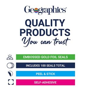 Geographics Gold Foil Award Certificate Seals, Embossed Official Seal of Excellence, 2 inch (Set of 100)