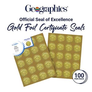 Geographics Gold Foil Award Certificate Seals, Embossed Official Seal of Excellence, 2 inch (Set of 100)