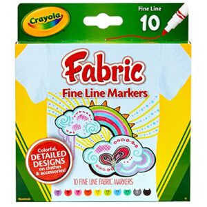 crayola fabric markers, at home crafts for kids, fine tip, assorted colors, set of 10